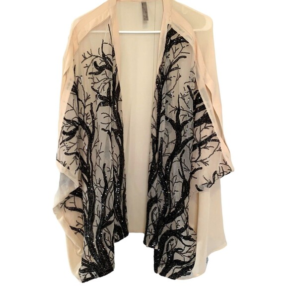 entro | Jackets & Coats | Entro Sheer Embellished Glitzy Sequins Open ...